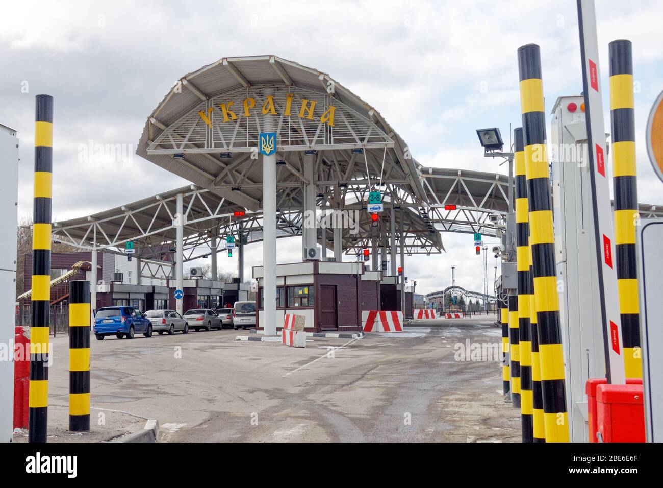 Turn from the Russian side on the Russian-Ukrainian border. Border ...
