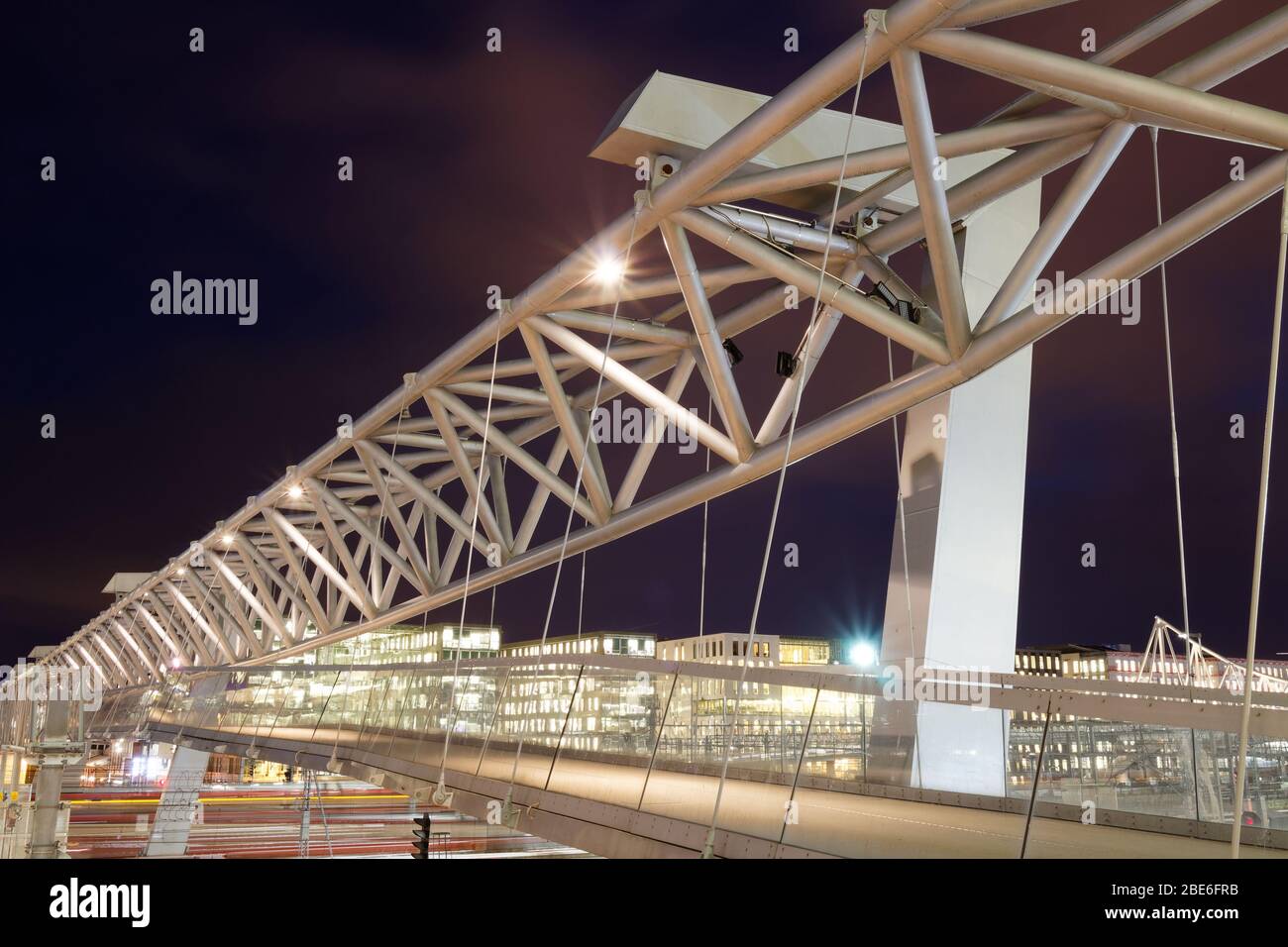Oslo, Norway, amazing Akrobaten pedestrian bridge over the tracks of ...