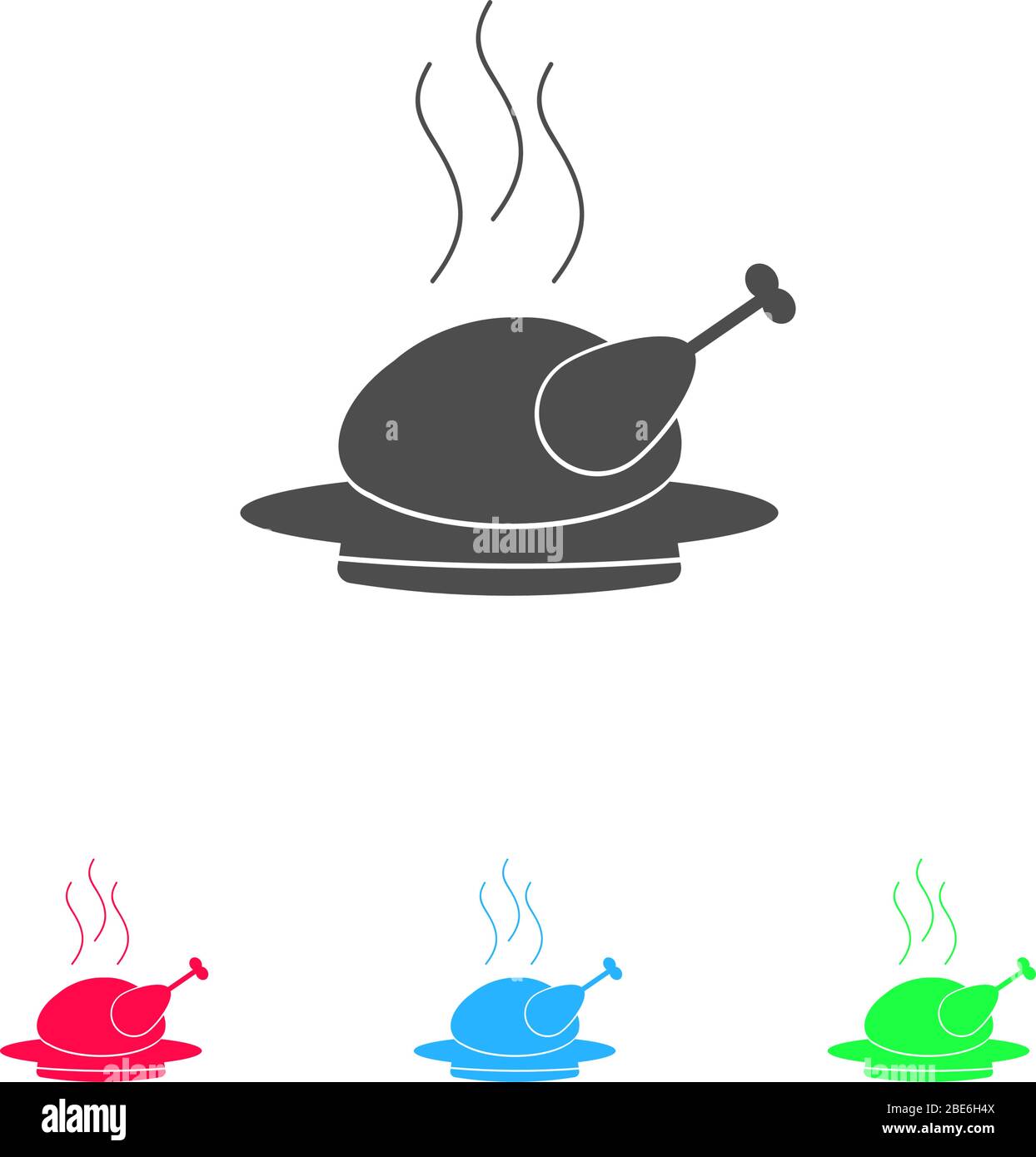 Hot chicken icon flat. Color pictogram on white background. Vector ...