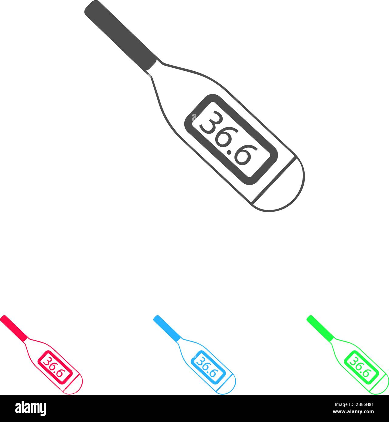 Thermometer icon flat. Color pictogram on white background. Vector ...