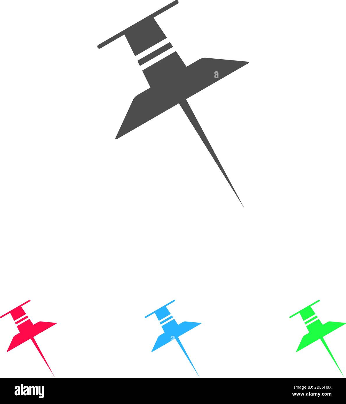 Pin icon flat. Color pictogram on white background. Vector illustration ...