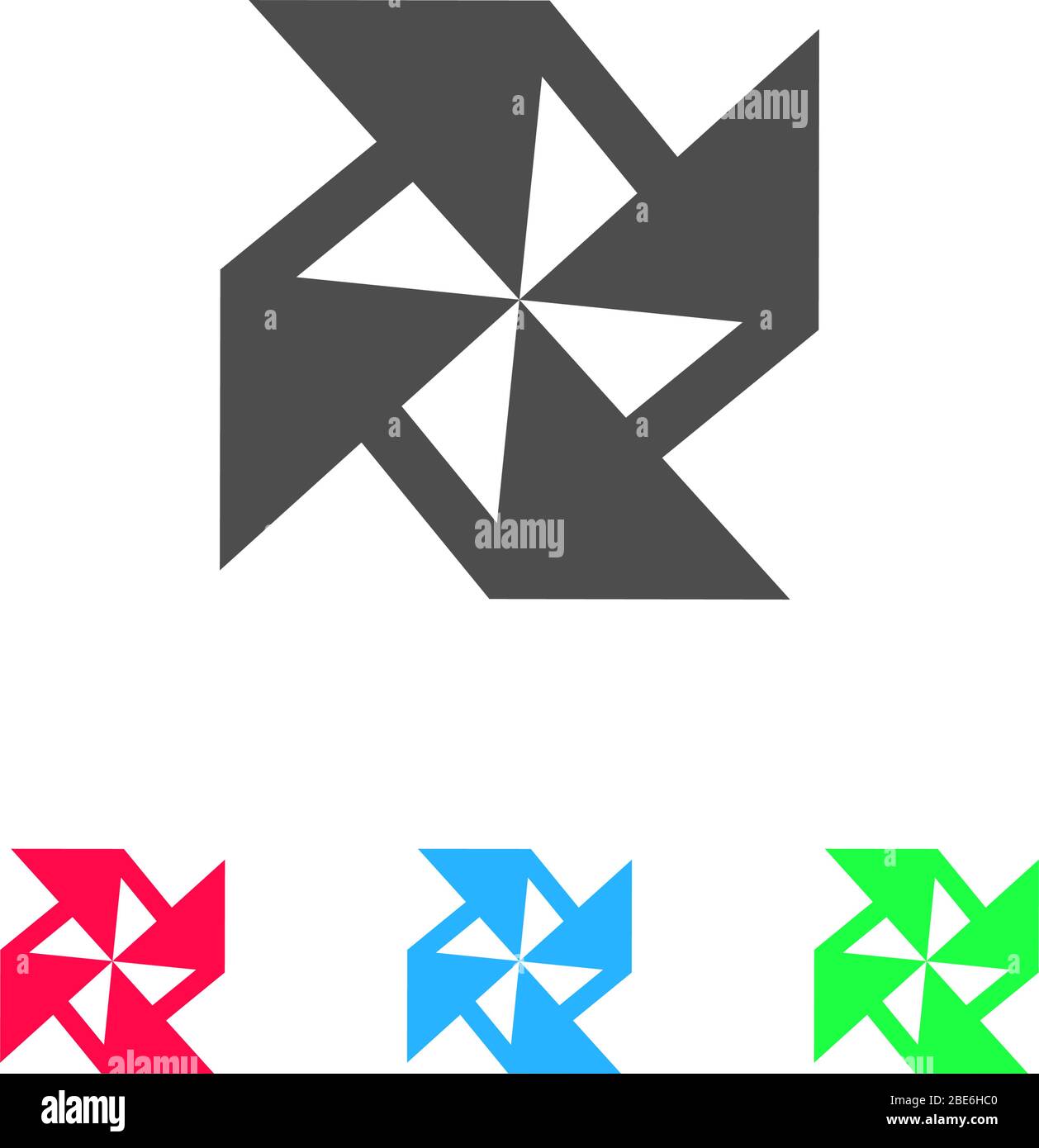Paper windmill icon flat. Color pictogram on white background. Vector ...