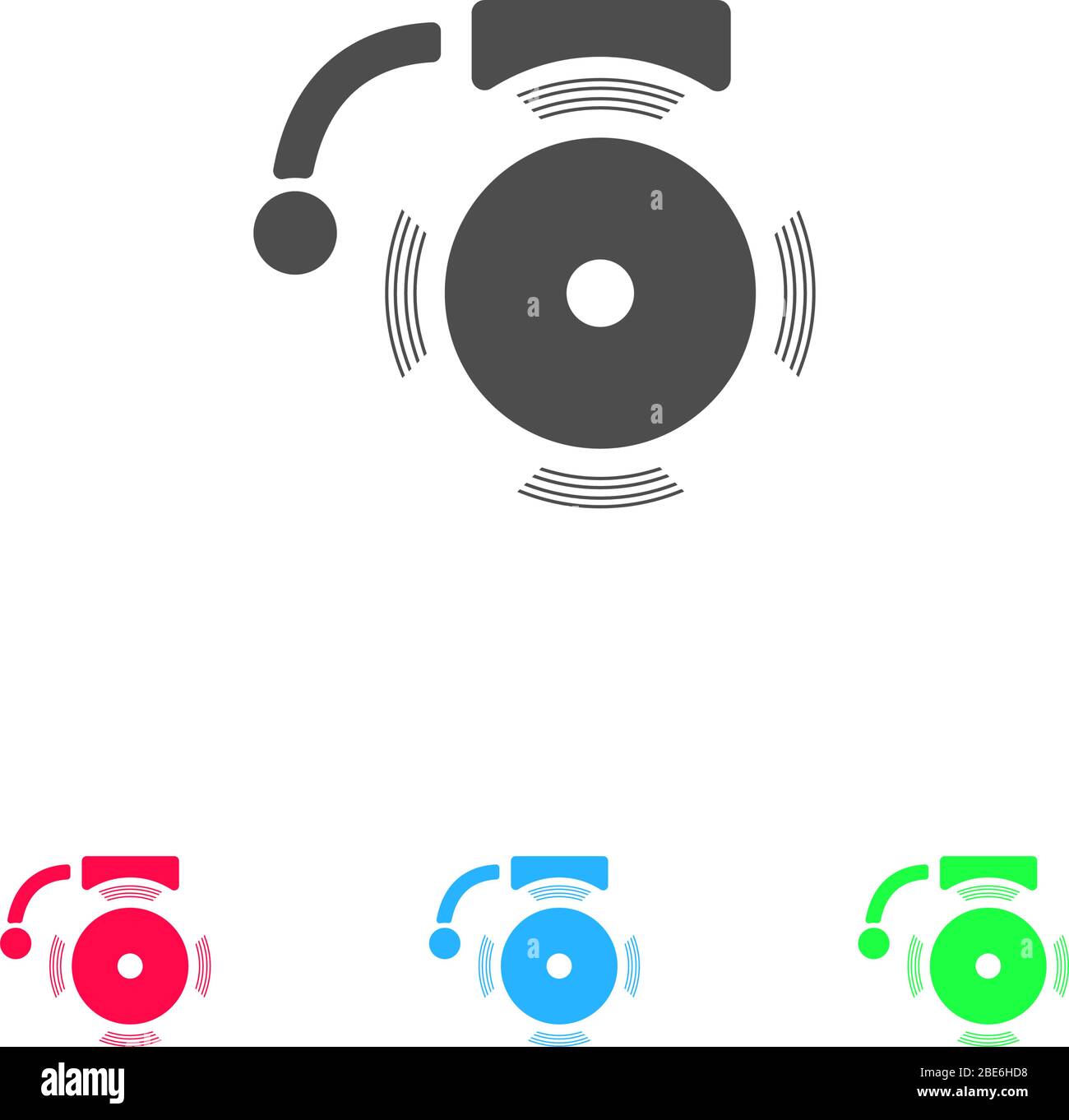 Alarm bell icon flat. Color pictogram on white background. Vector ...