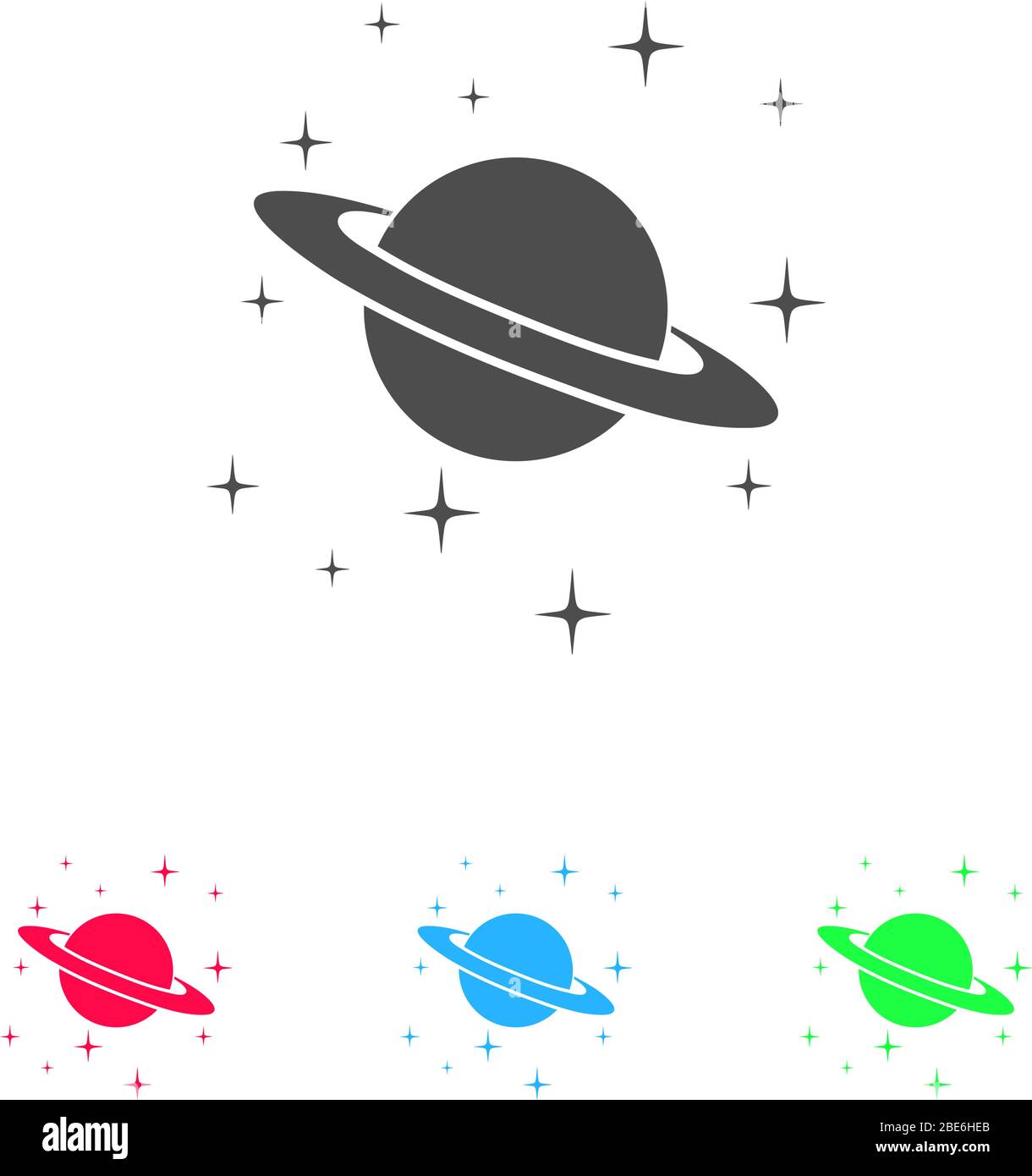 Planet Saturn icon flat. Color pictogram on white background. Vector ...