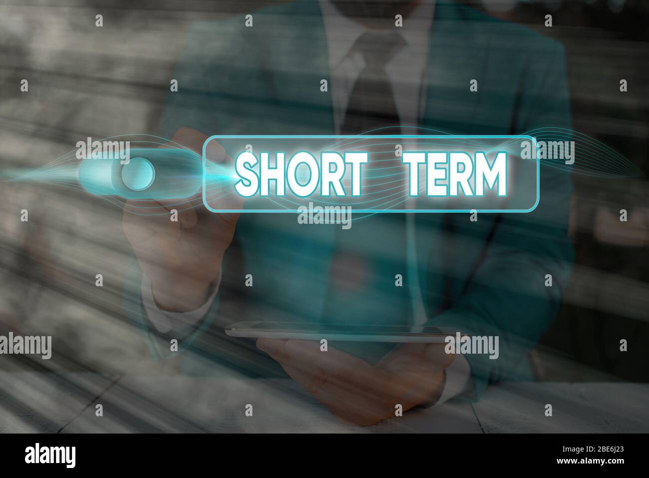 Writing note showing Short Term. Business concept for occurring over or ...