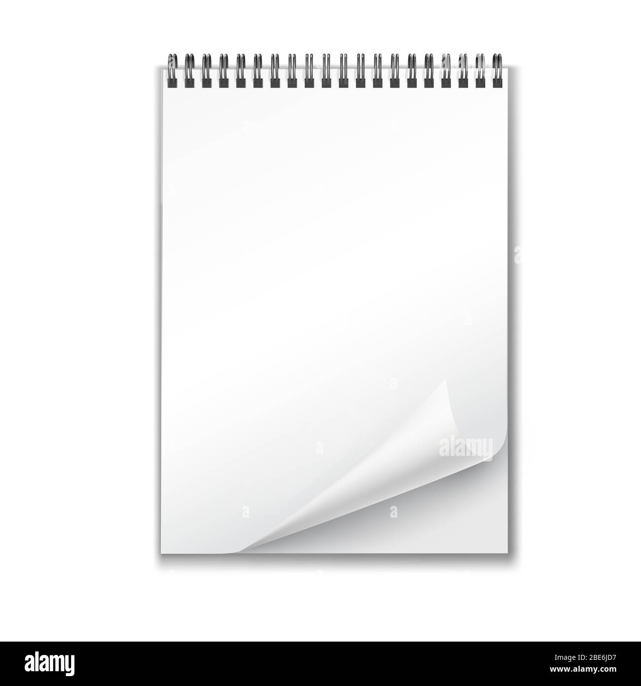Blank closed realistic spiral notepad mockup isolated on white ...