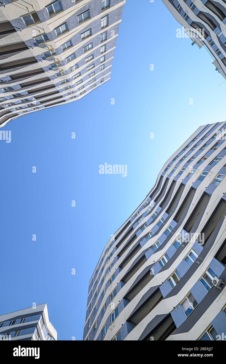 Wide angle shot of new apartments buildings exterior Stock Photo - Alamy