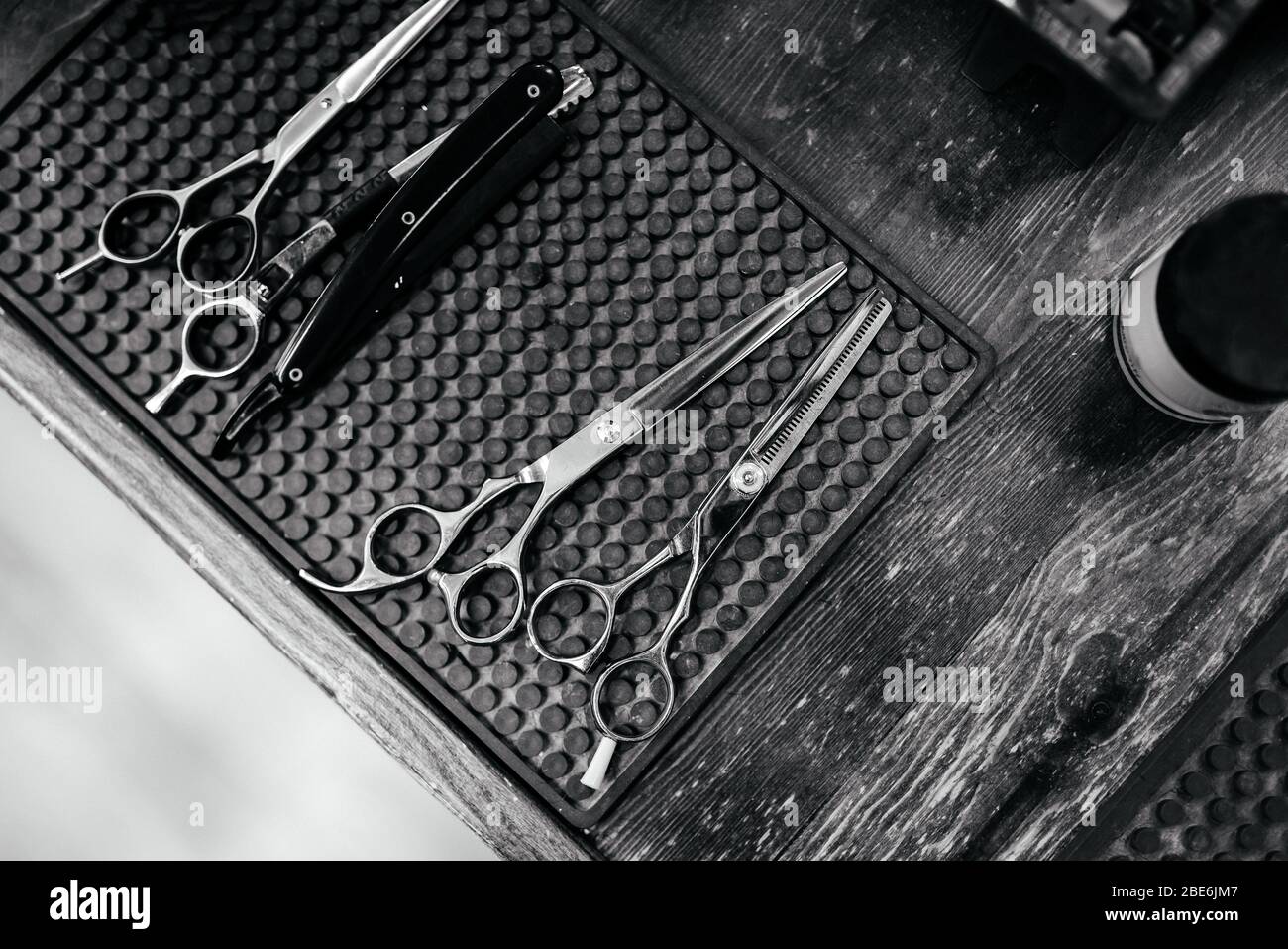 Vintage barber scissors set, black and white style Stock Photo - Alamy