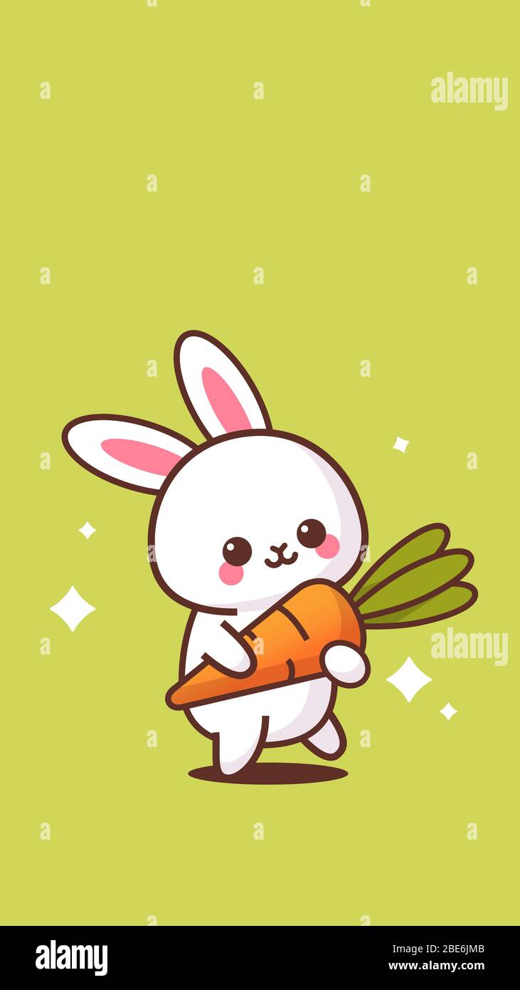 cute rabbit holding carrot happy easter bunny sticker spring holiday ...