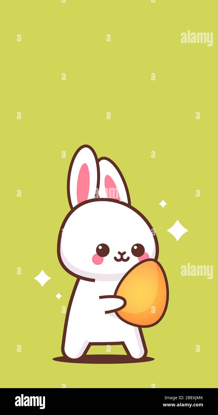 Cute Rabbit Holding Egg Happy Easter Bunny Sticker Spring Holiday