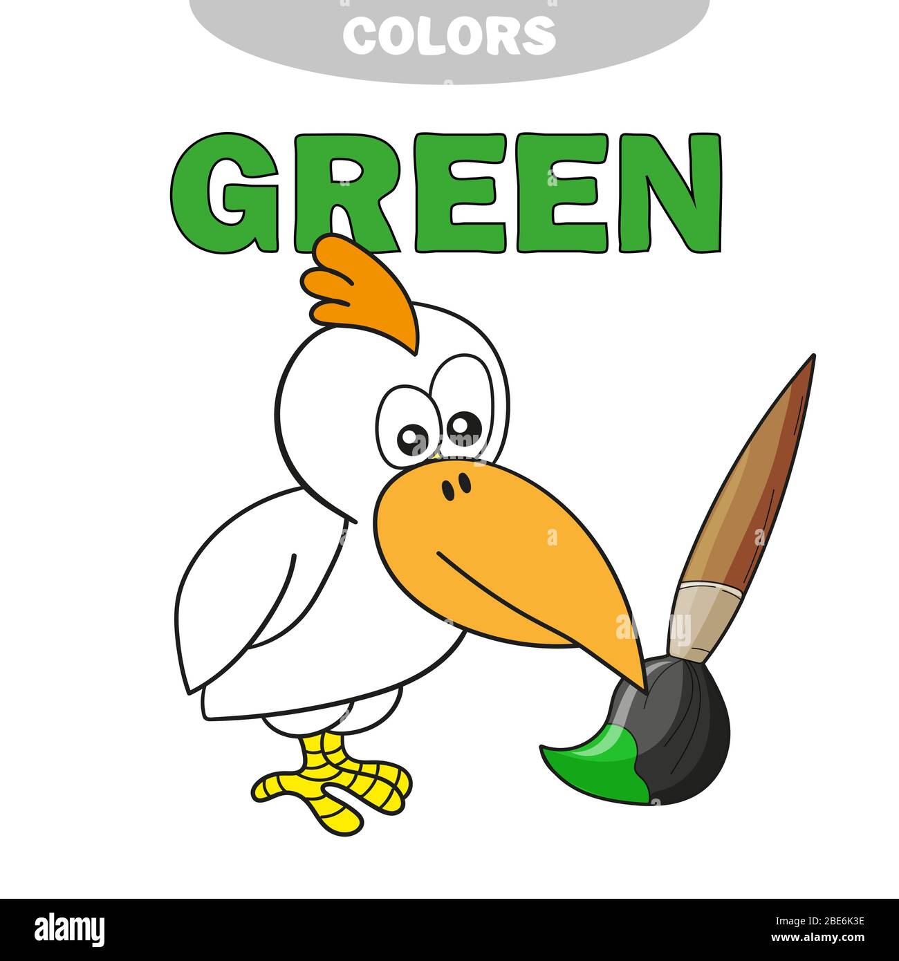 Learn colors - green. Coloring book page for preschool children with ...