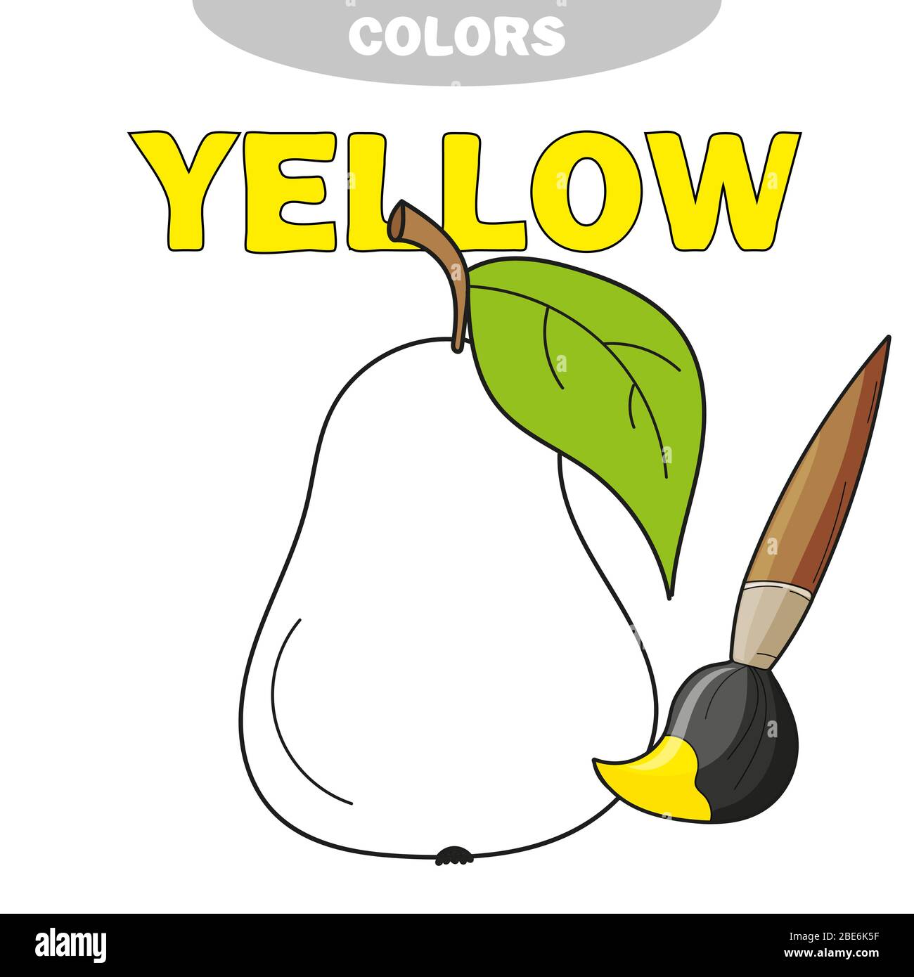 Learn colors. Educational game to color pear by yellow - vector ...