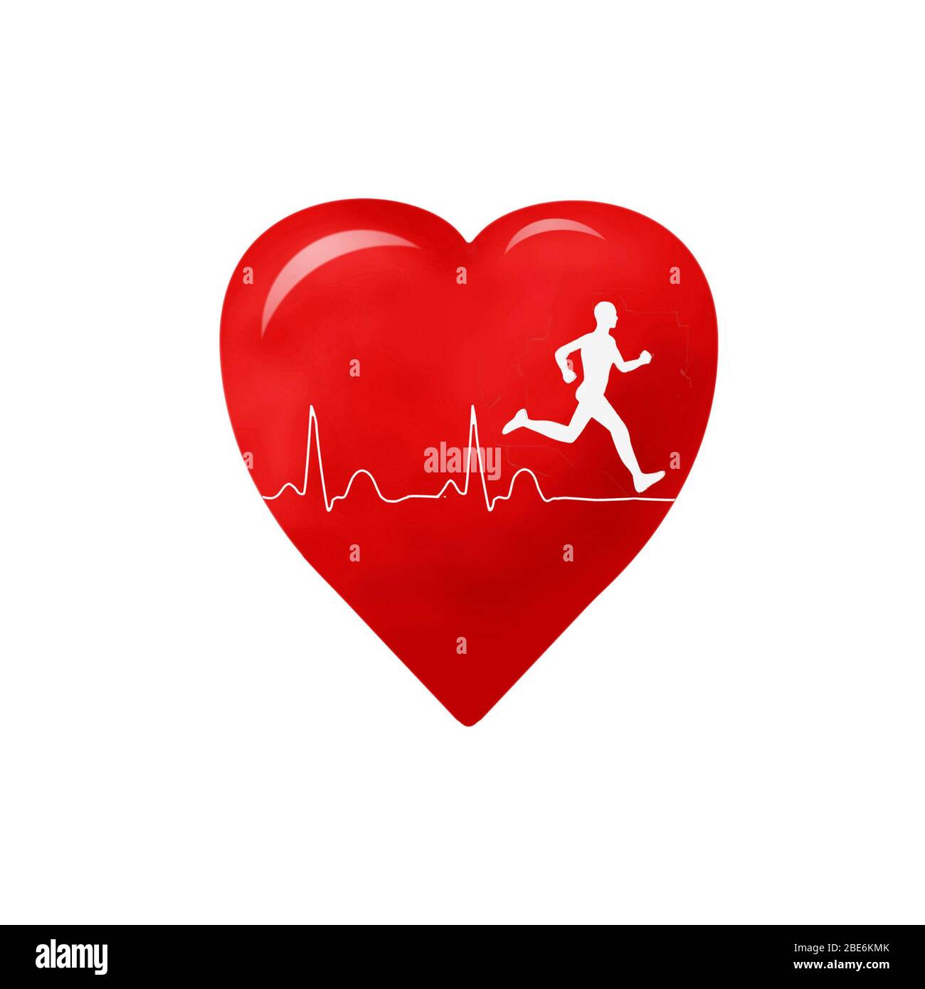 Man running and ECG on heart image Stock Photo - Alamy