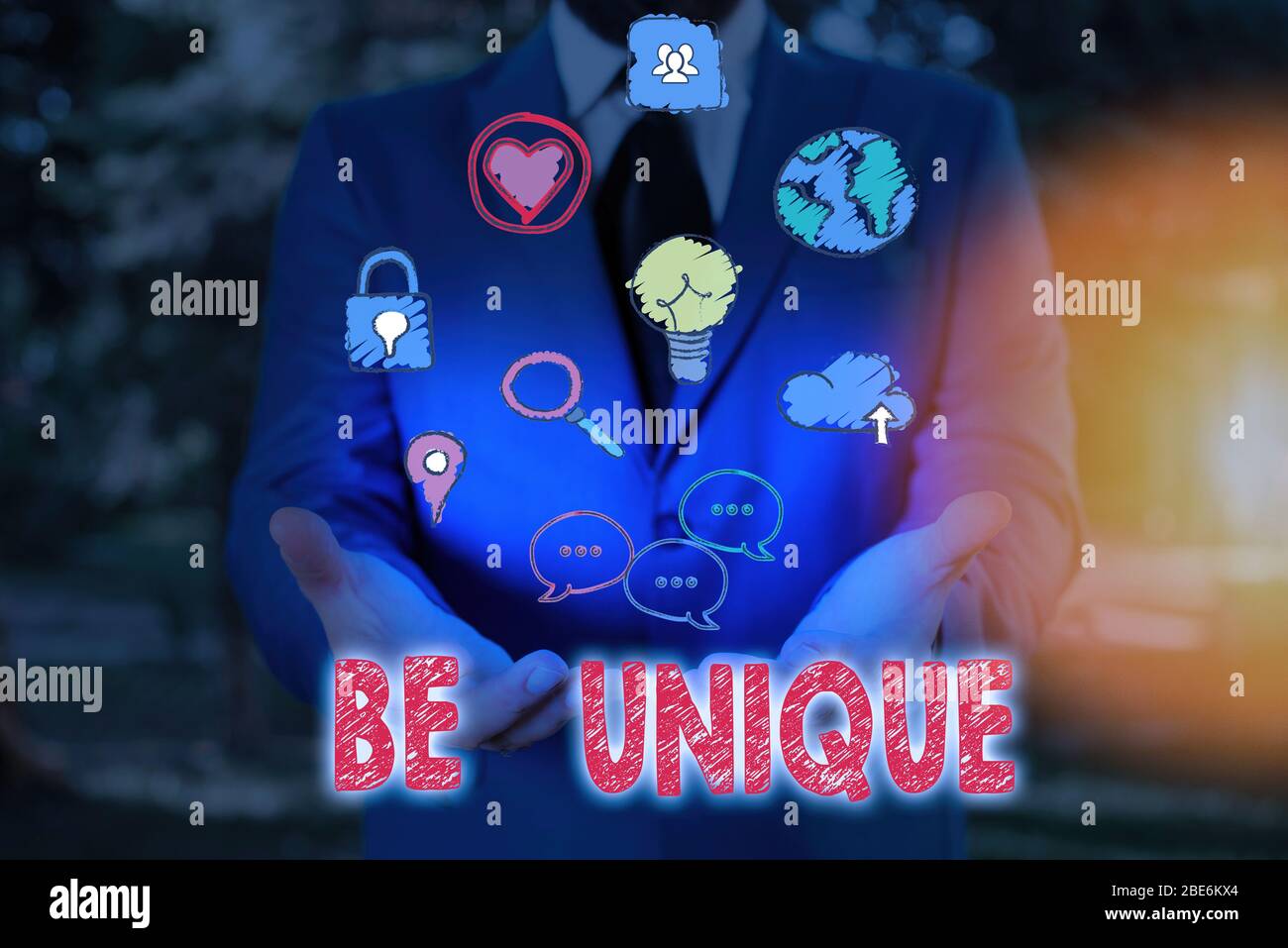 Word writing text Be Unique. Business photo showcasing being the only ...