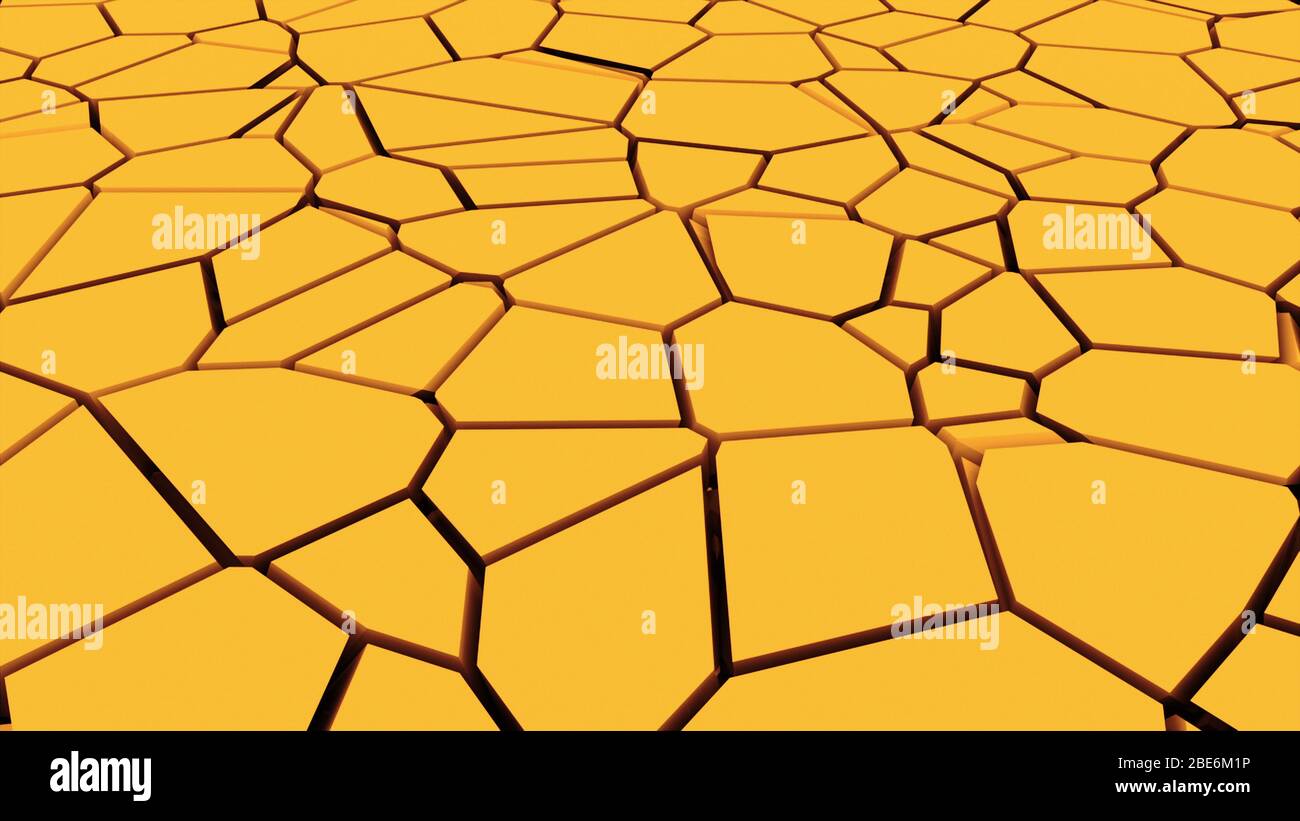 Computer generated surface with fractures. 3D rendering an earthquake ...