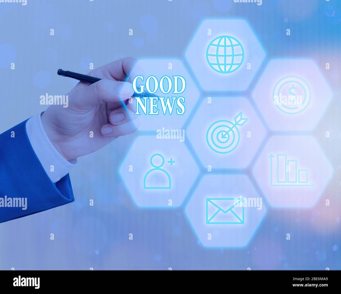 Conceptual hand writing showing Good News. Concept meaning Someone or ...
