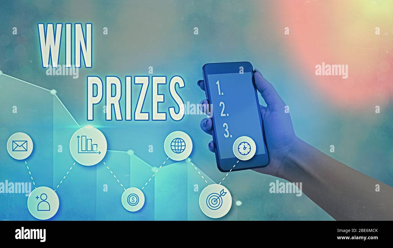 Conceptual hand writing showing Win Prizes. Concept meaning something ...