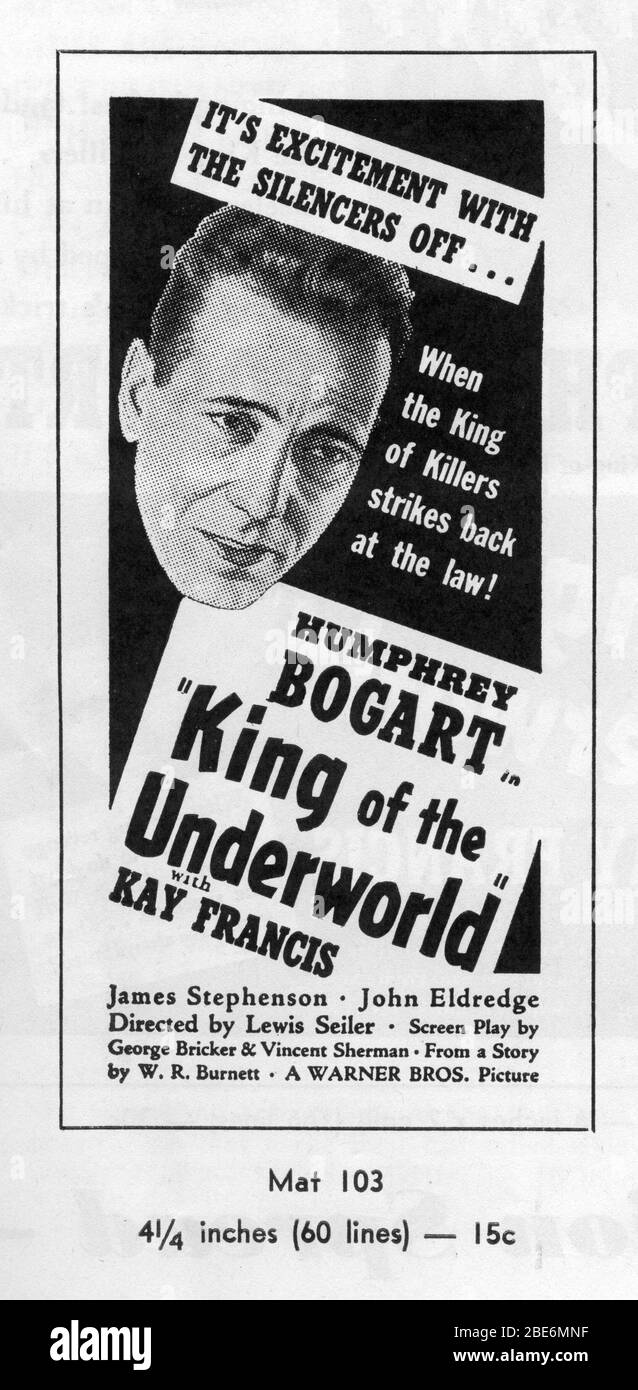HUMPHREY BOGART in KING OF THE UNDERWORLD 1939 director LEWIS SEILER ...