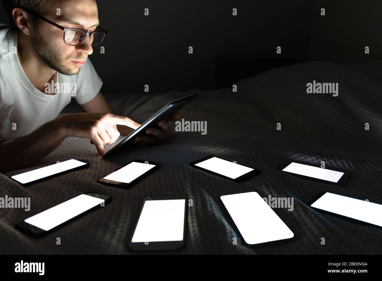Addiction Nomophobia Insomnia Sleep Disorder Gadget Addicted Man