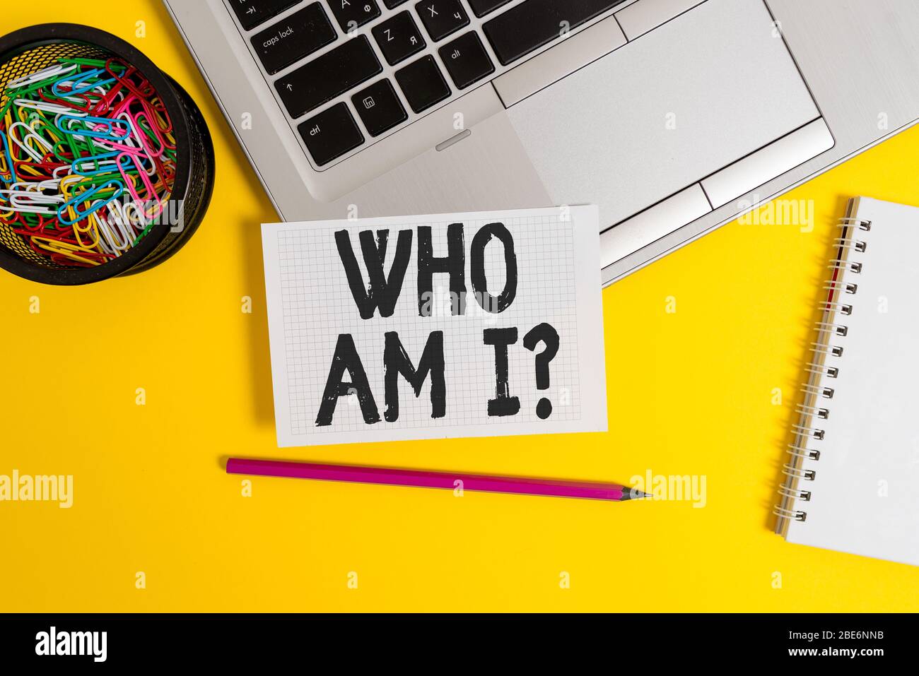 Writing note showing Who Am I Question. Business concept for asking ...