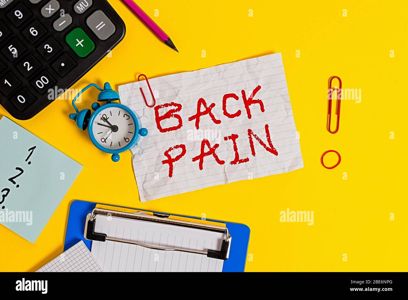 Word writing text Back Pain. Business photo showcasing Soreness of the ...
