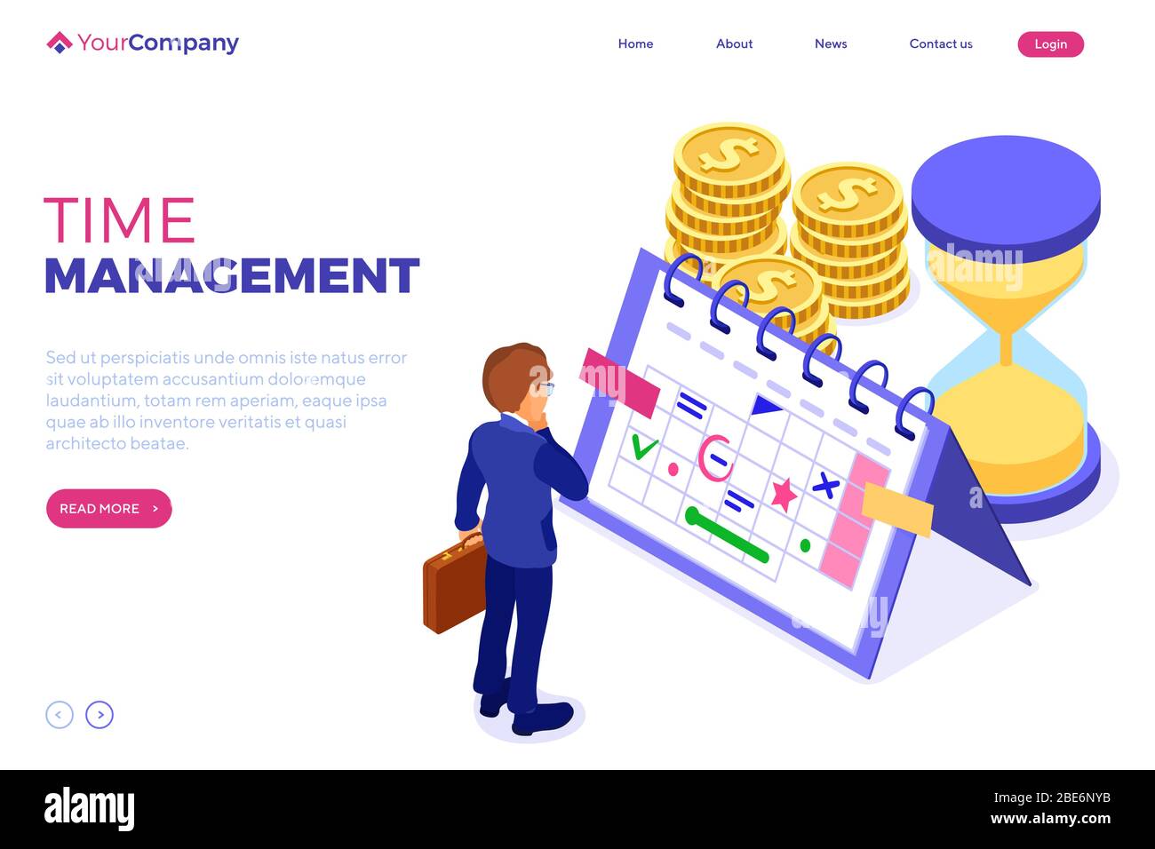 Time management banner hourglass Stock Vector Images - Alamy