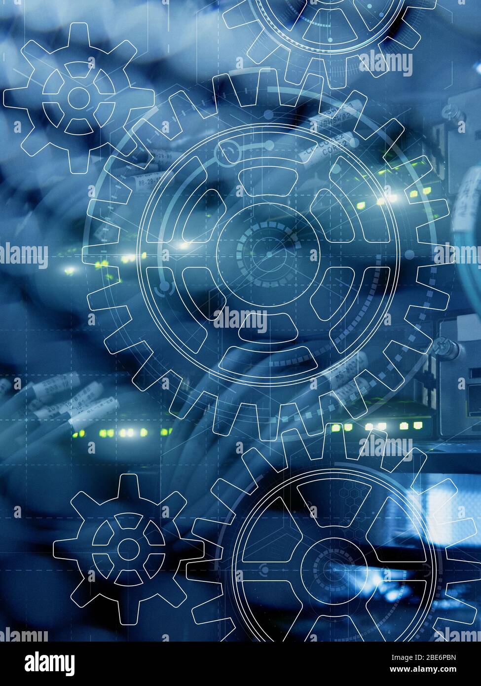 Data loss prevention. DIsaster recovery. Supercomputer blurred ...