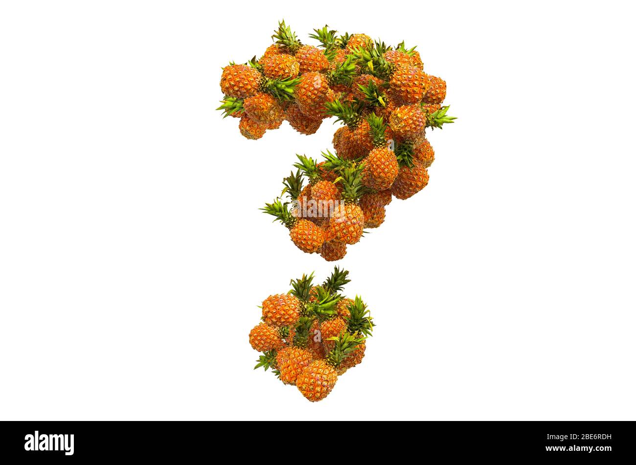 Question mark from pineapples. 3D rendering isolated on white ...