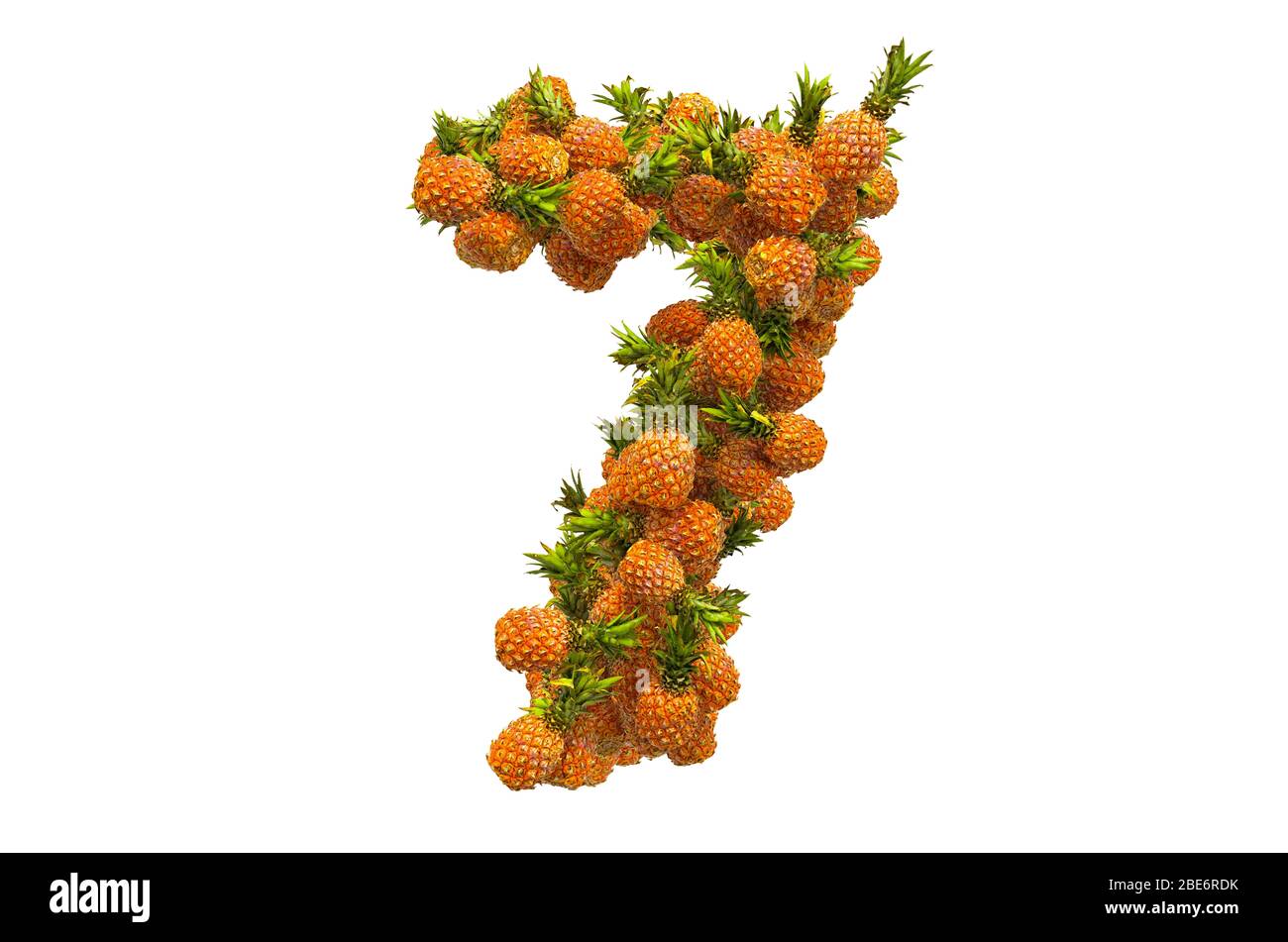 Number 7 from pineapples, 3D rendering isolated on white background ...