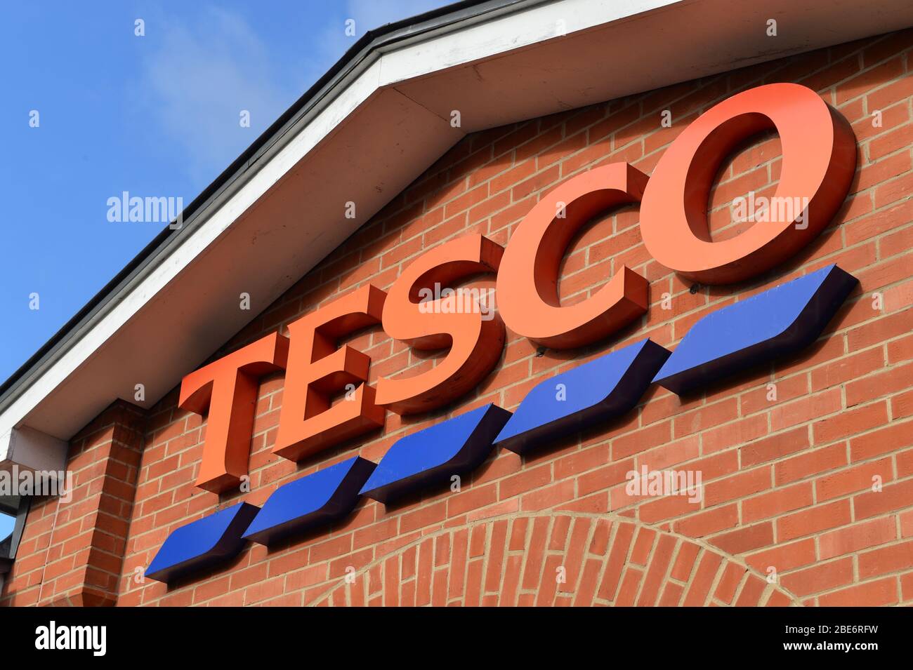 Tesco sign on a store in Hertford, UK Stock Photo - Alamy