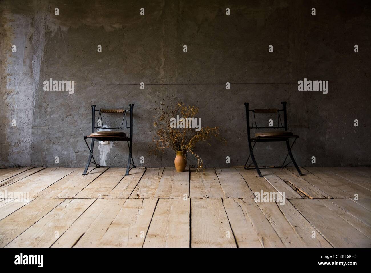Two empty old chairs Stock Photo - Alamy