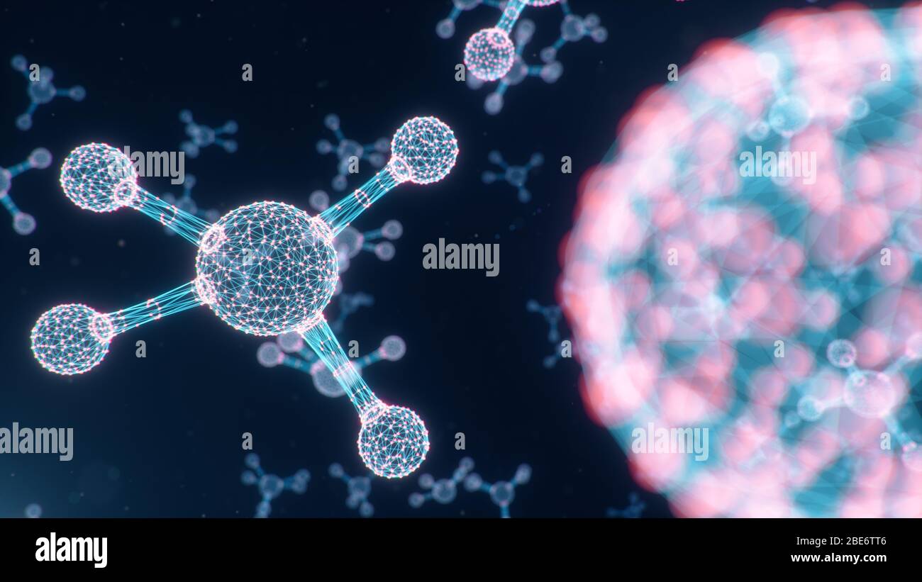 Digital molecules, atoms bacground. Grid structure, connection lines ...