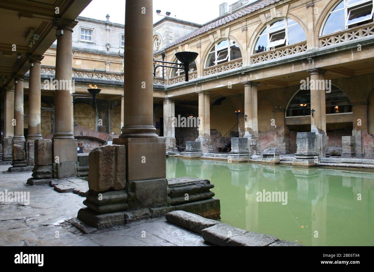 Interior view of the Great Bath at the Roman Baths Bath England UK ...