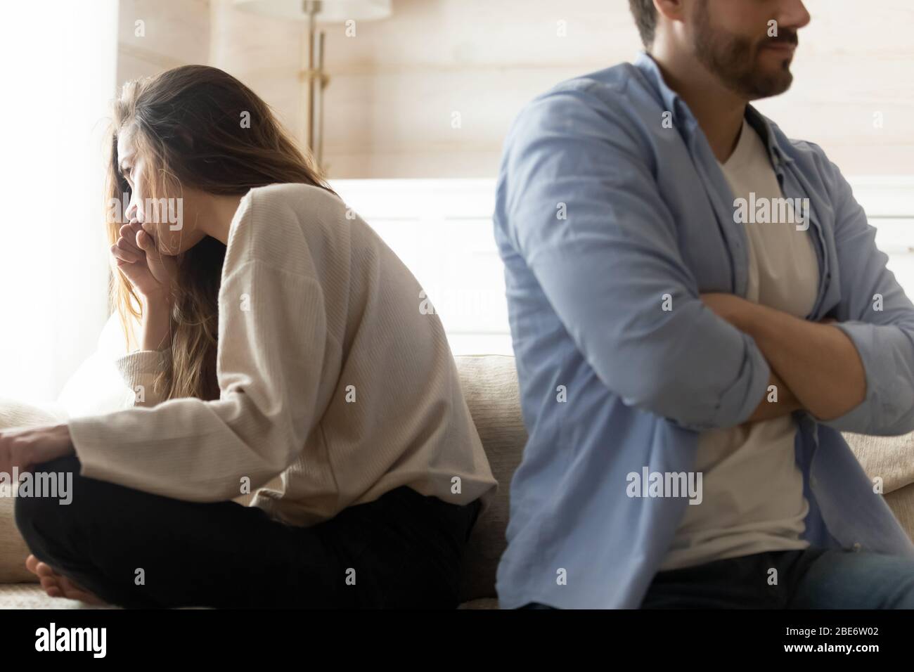 Stressed young married couple ignoring each other after quarrel Stock ...