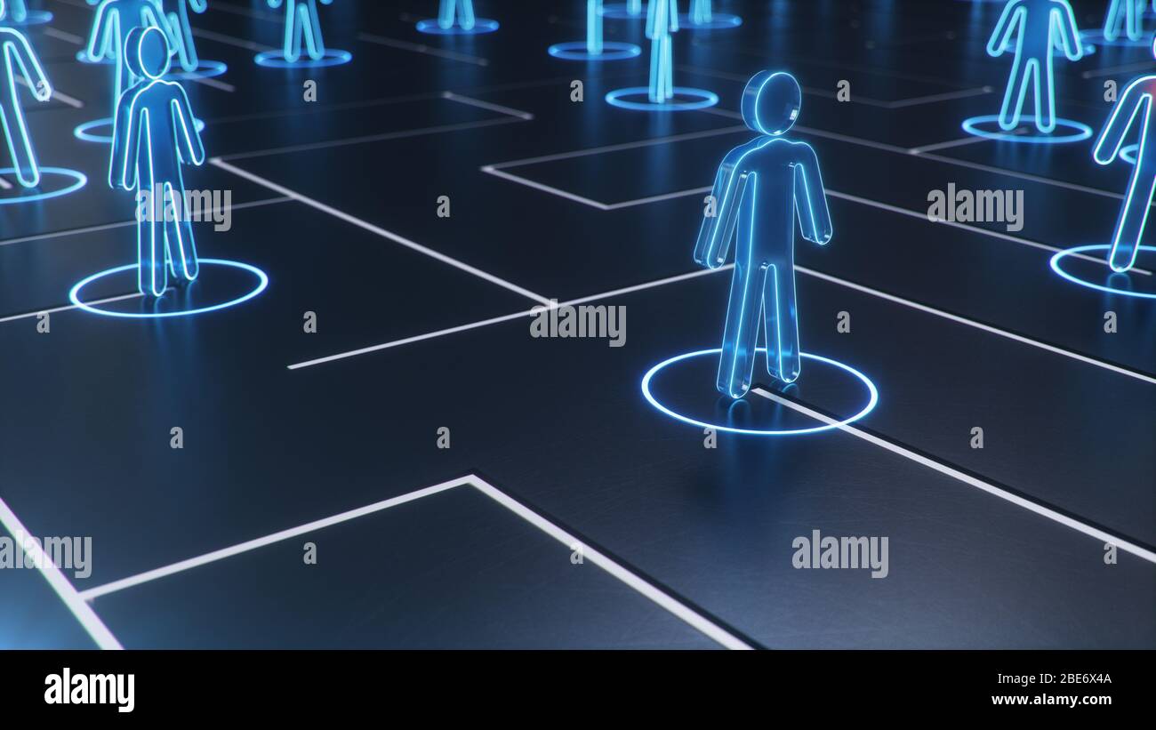 3d illustration Network structure between people, data exchange. The ...