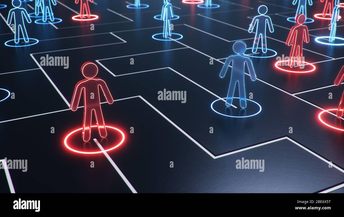 Network structure between people, data exchange. The concept of ...