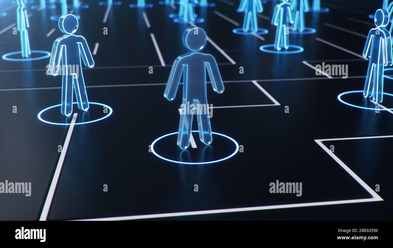 3d illustration Network structure between people, data exchange. The ...