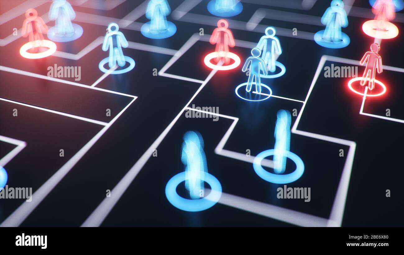 3d illustration Network structure between people, data exchange. The ...