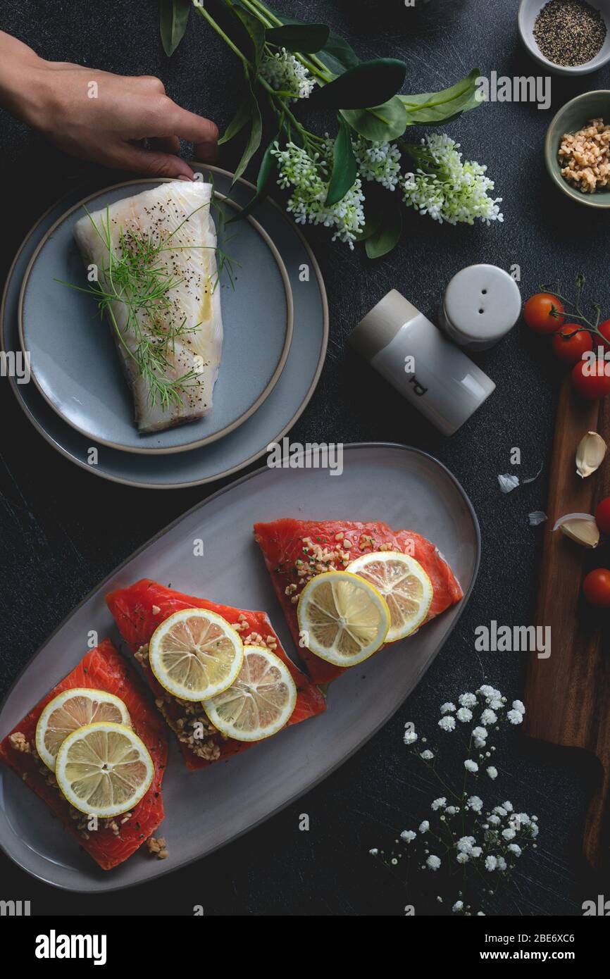 tablescape of food Stock Photo - Alamy