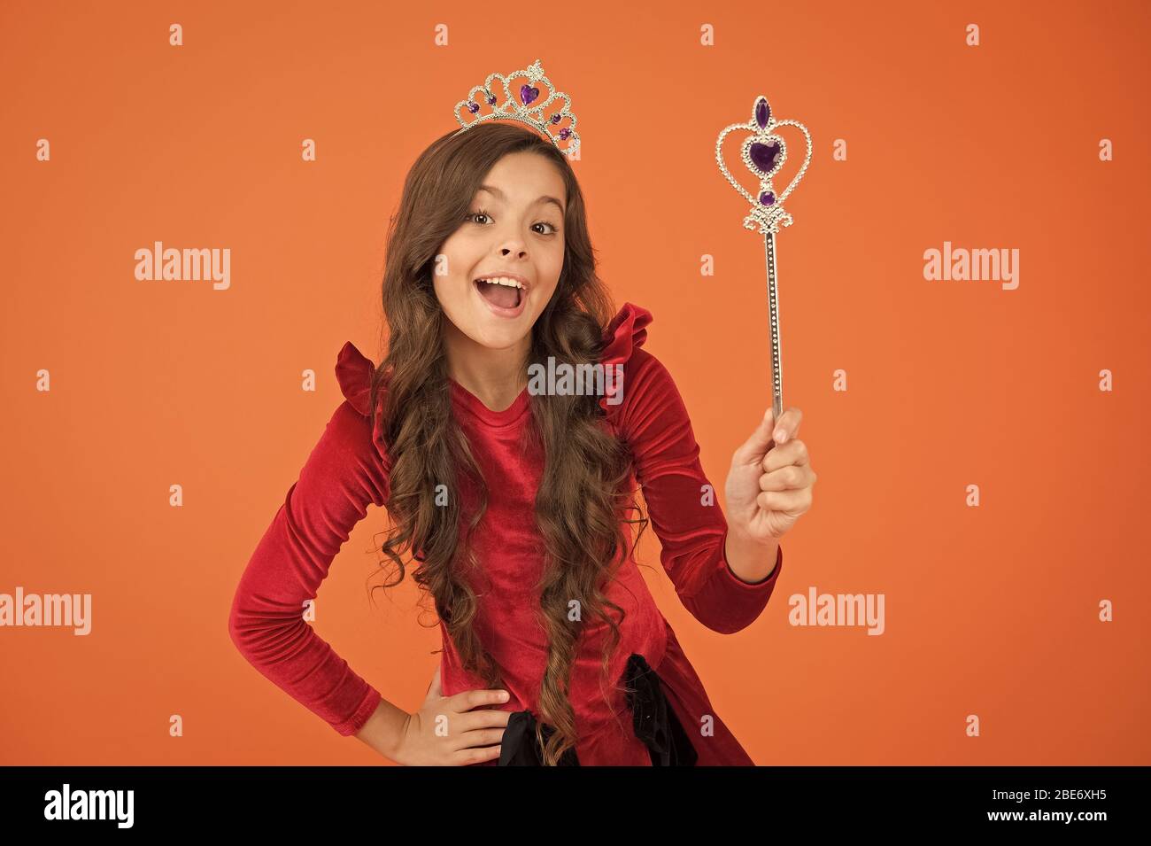 Excited baby. Halloween holiday. Magical transformation. Imagine. Magic ...