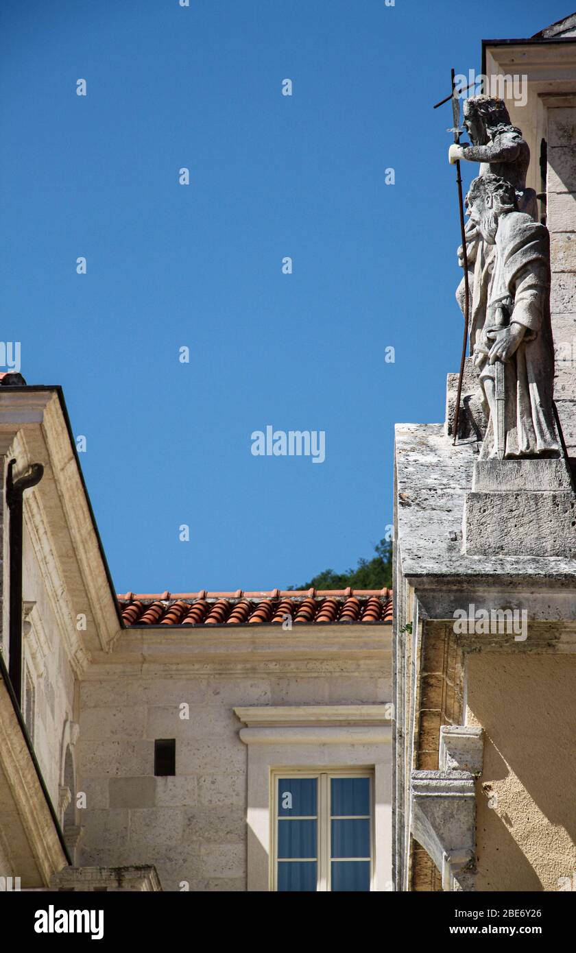 Detail of ancient architecture of Perast town in Montenegro Stock Photo ...