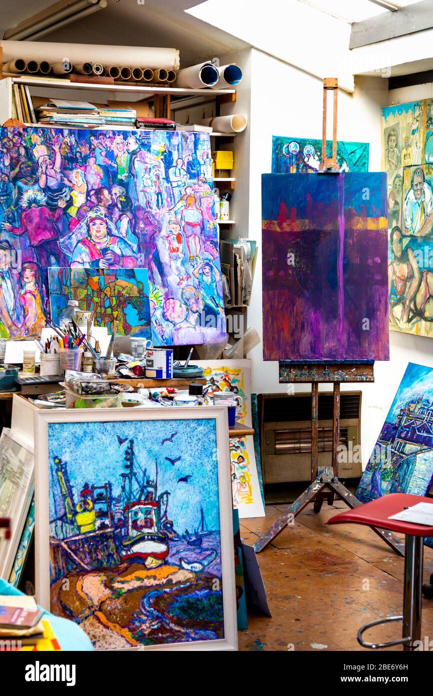 Art studio interior at Old Leigh Studios, Leigh-on-Sea, Essex, UK Stock ...