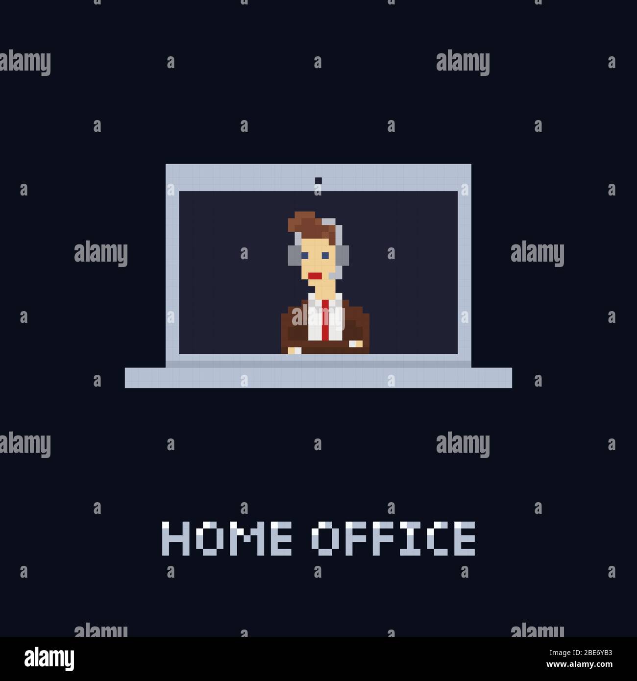 Vector pixel art illustration - young male office worker wearing a suit ...