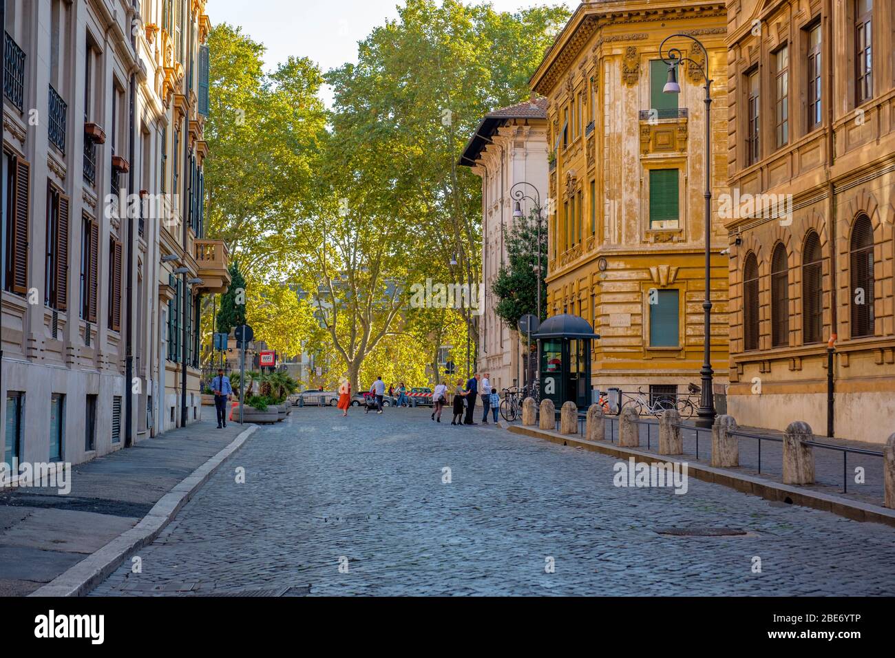 Rome streets, golden hour cobblestone street scene at Via del Tempio ...