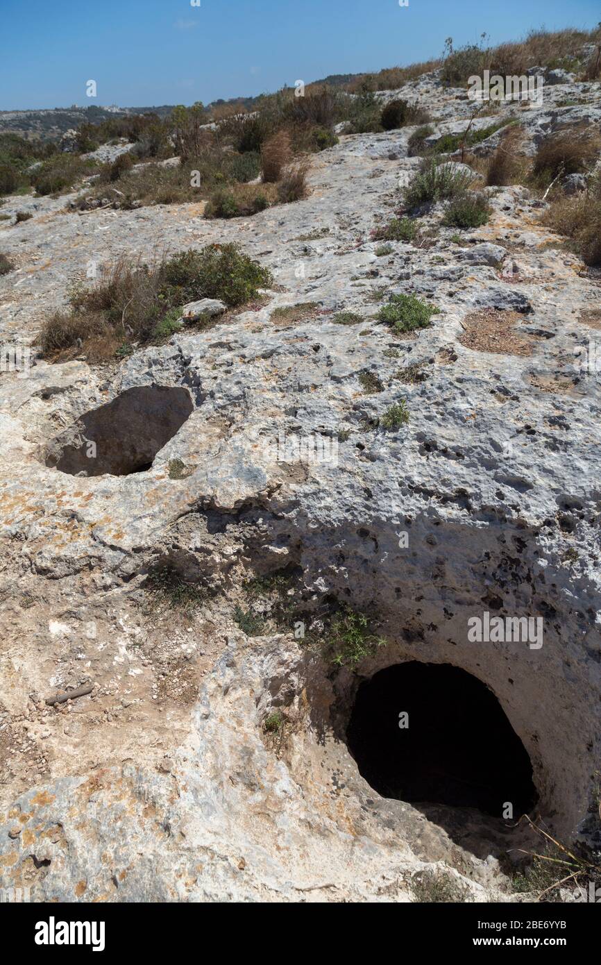 Neolithic tombs, Oqbra neolitici, Malta Stock Photo - Alamy