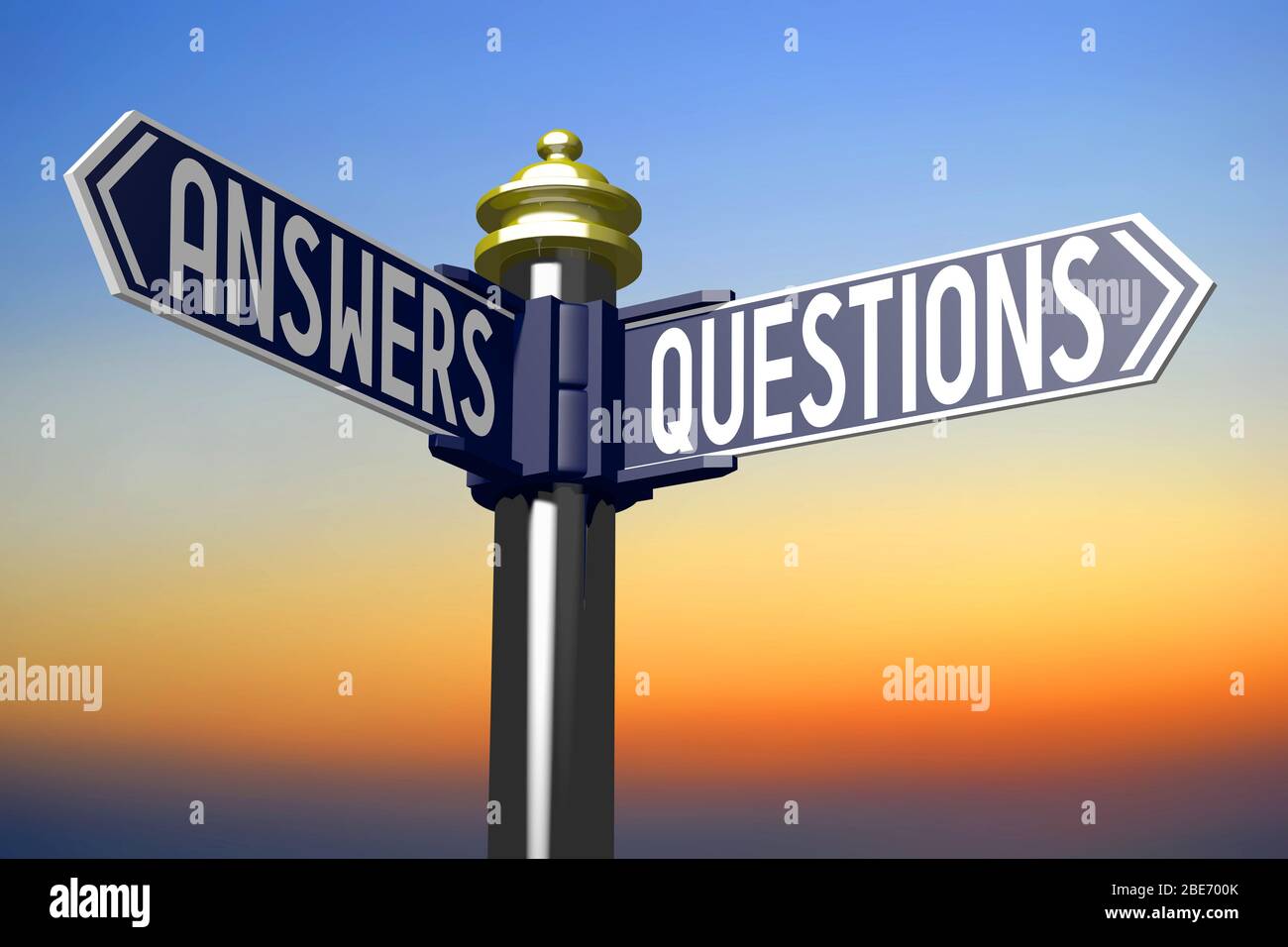 3D illustration/ 3D rendering - crossroads concept - questions and ...