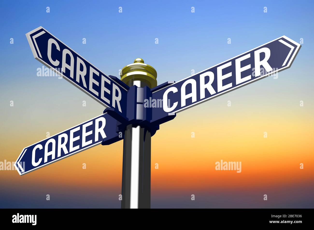 3D illustration/ 3D rendering - signpost with three arrows - career ...
