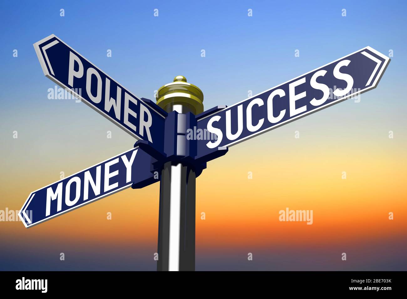 3D illustration/ 3D rendering - signpost with three arrows - business ...