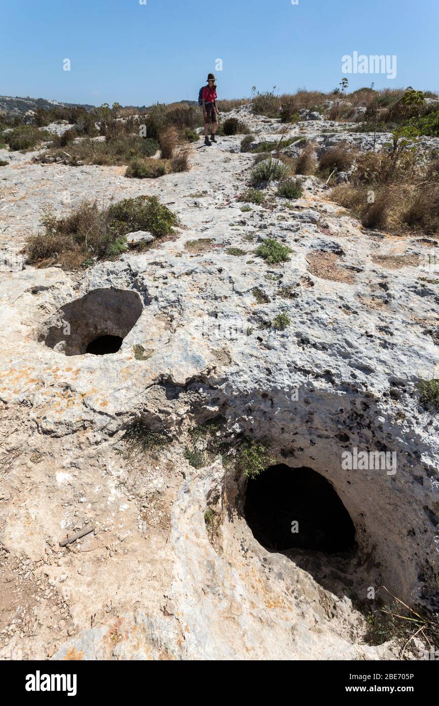Neolithic tombs, Oqbra neolitici, Malta Stock Photo - Alamy