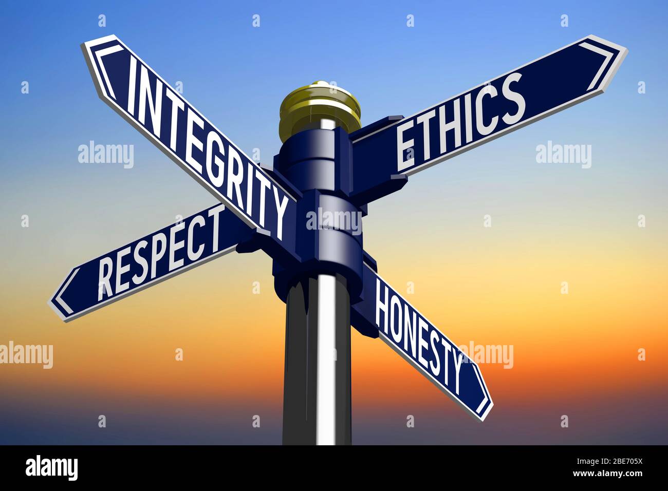 3D illustration/ 3D rendering - signpost with four arrows - business ...